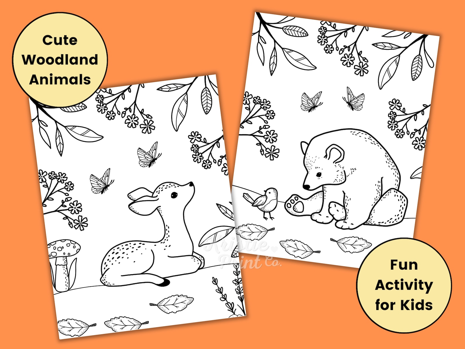 Woodland Coloring Pages for Kids Kids Party Games Woodland - Etsy