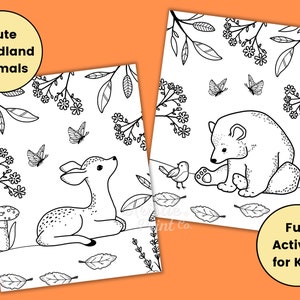 Woodland Coloring Pages for Kids, Kids Party Games, Woodland Birthday ...