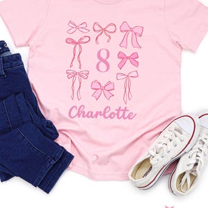 Bow Birthday Shirt Girls Personalized Shirt Coquette Birthday T-shirt ...