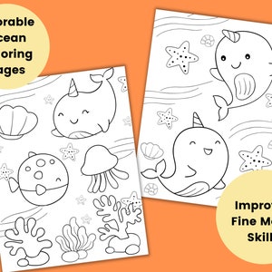 Narwhal Coloring Pages for Kids, Kids Party Games, Birthday Favor ...