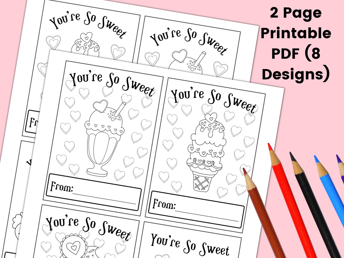 Valentine Cards for Kids, Printable Valentines to Color, Valentine ...