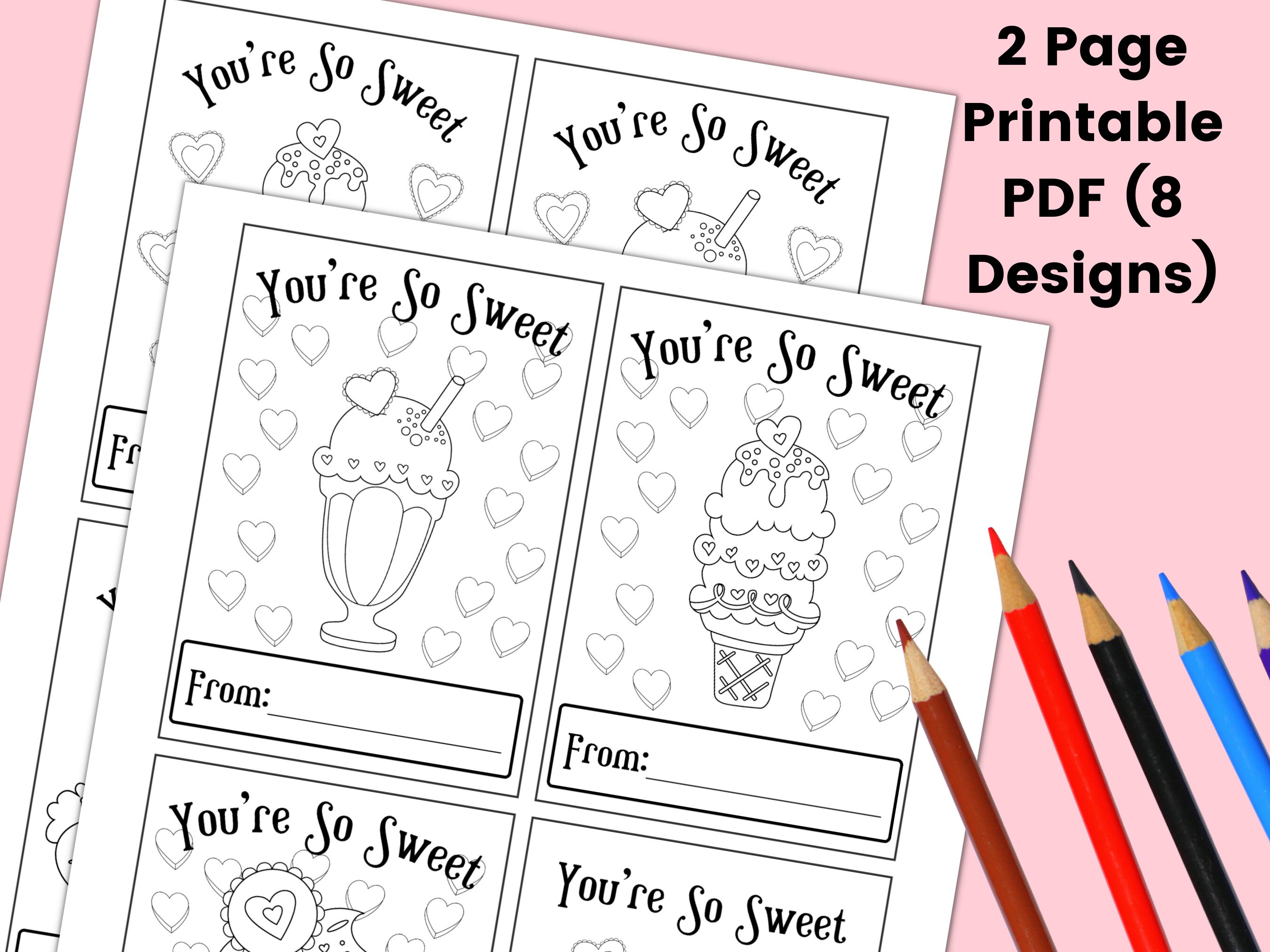 Valentine Cards for Kids, Printable Valentines to Color, Valentine ...