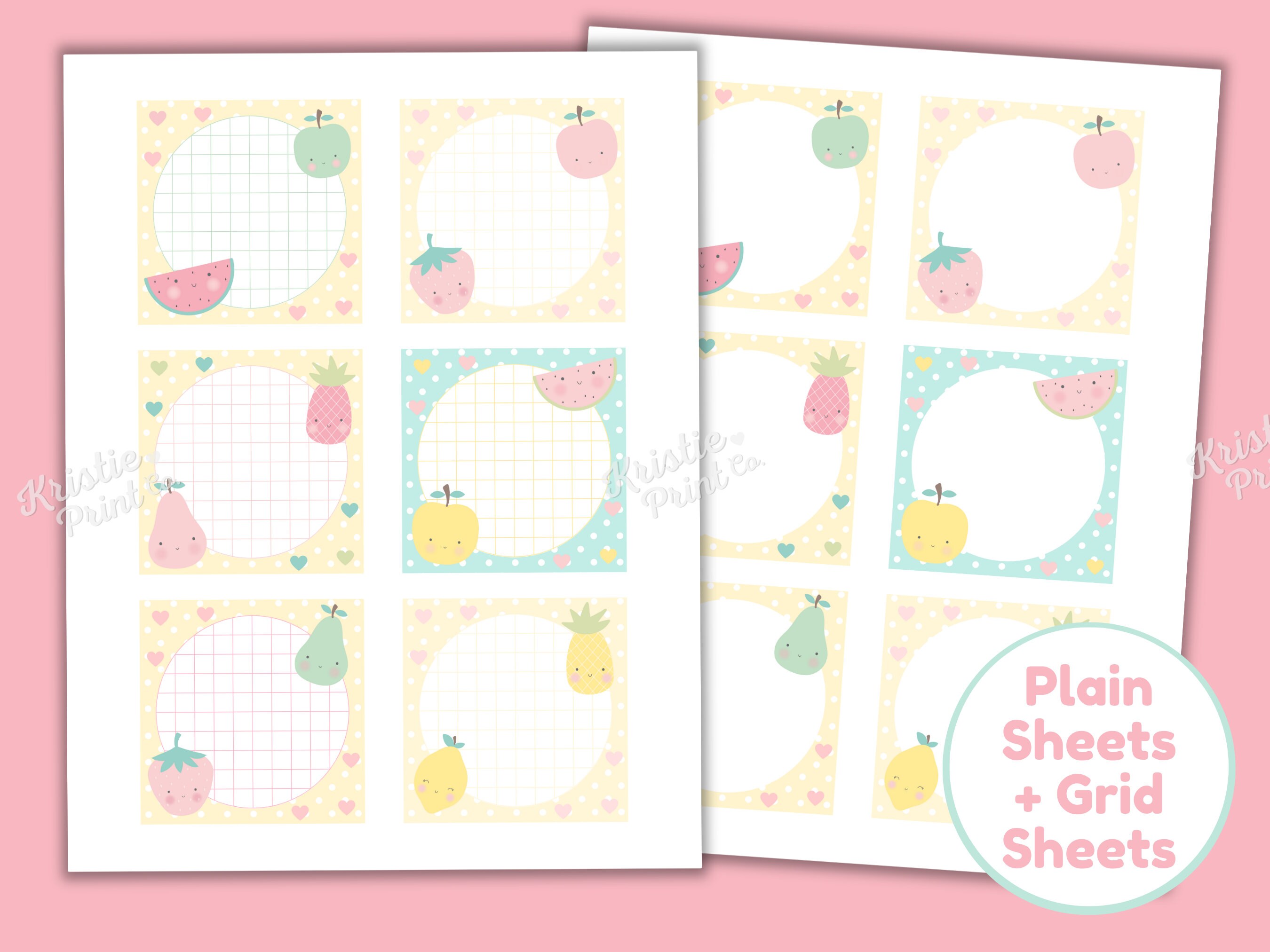 Printable Memo Pad, Fruit Memo Sheets, Cute Printable Notepad, Kawaii ...
