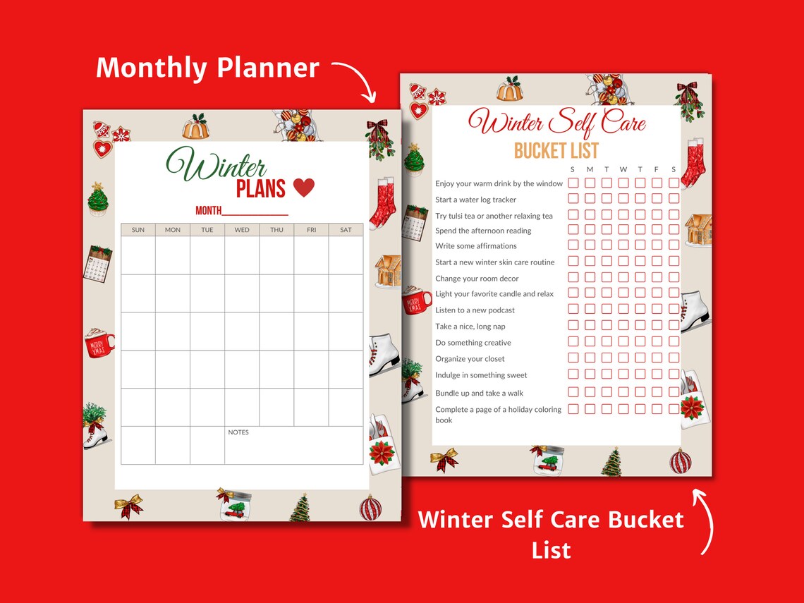 Printable Winter Bucket List and Planner, Winter Activity Check List ...