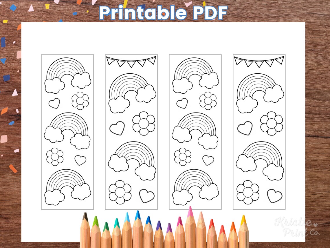 Printable Bookmarks to Color Groovy Birthday Favors Rainbow - Etsy