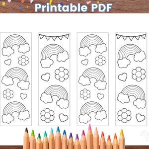Printable Bookmarks to Color Groovy Birthday Favors Rainbow Coloring ...