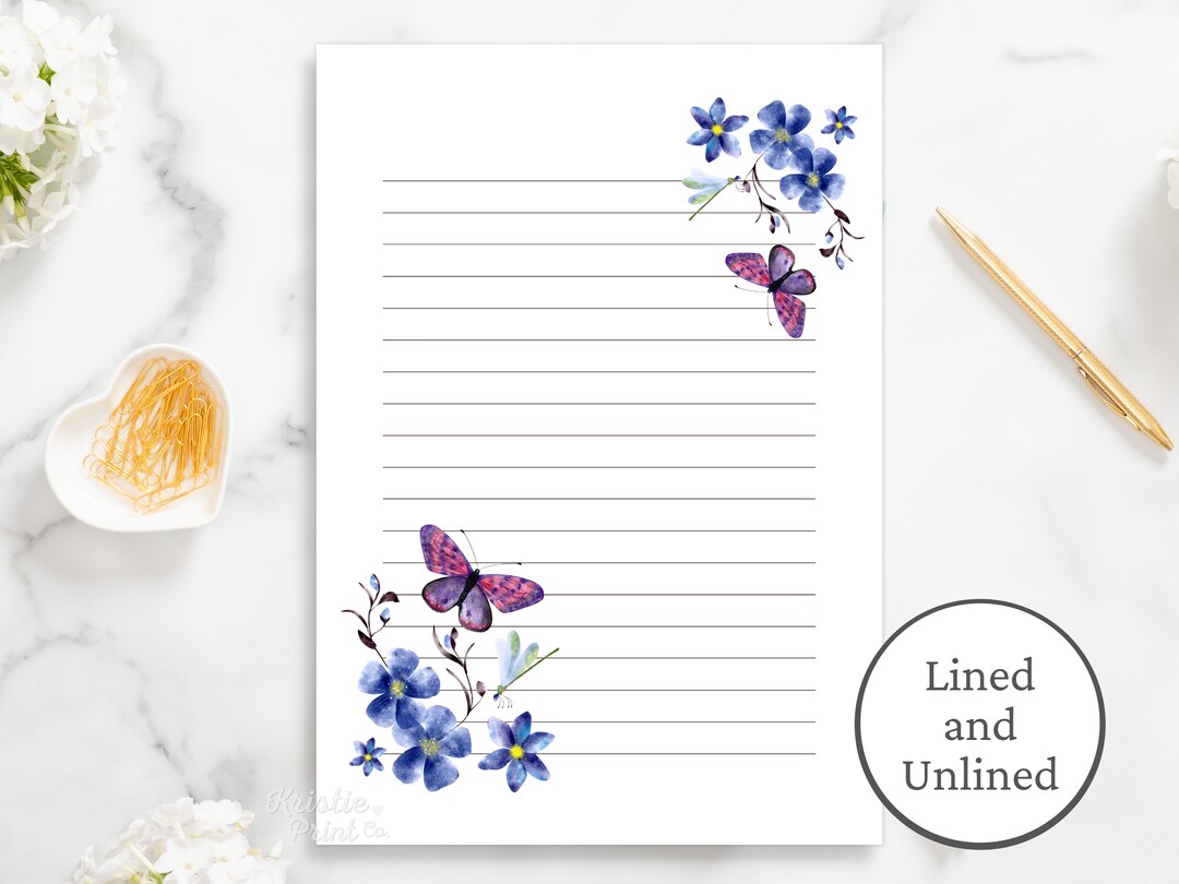 Butterfly Stationery, Letter Writing Stationery, Butterfly Printable ...