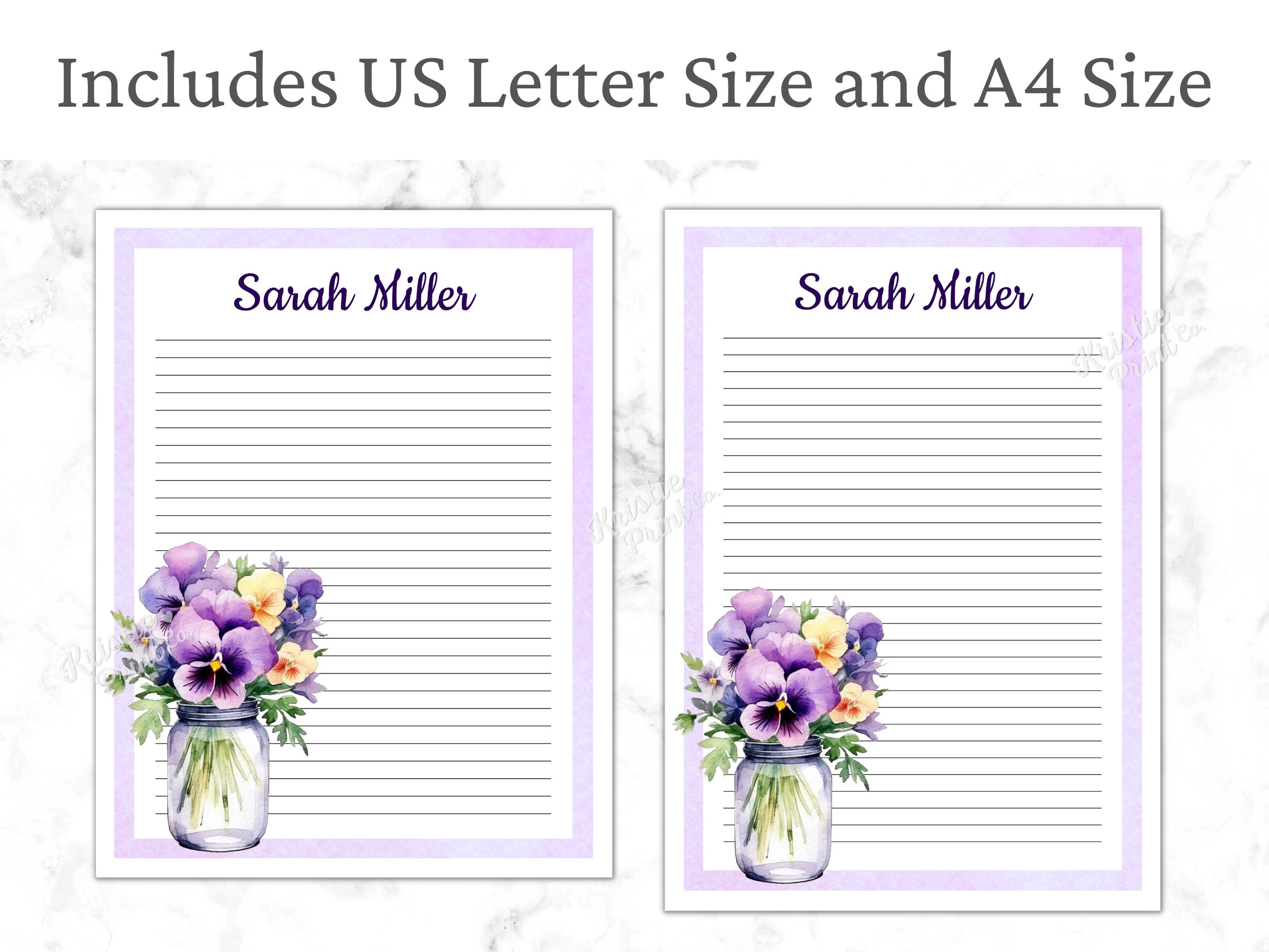 Personalized Stationery, Country Stationary, Purple Stationery, Viola ...