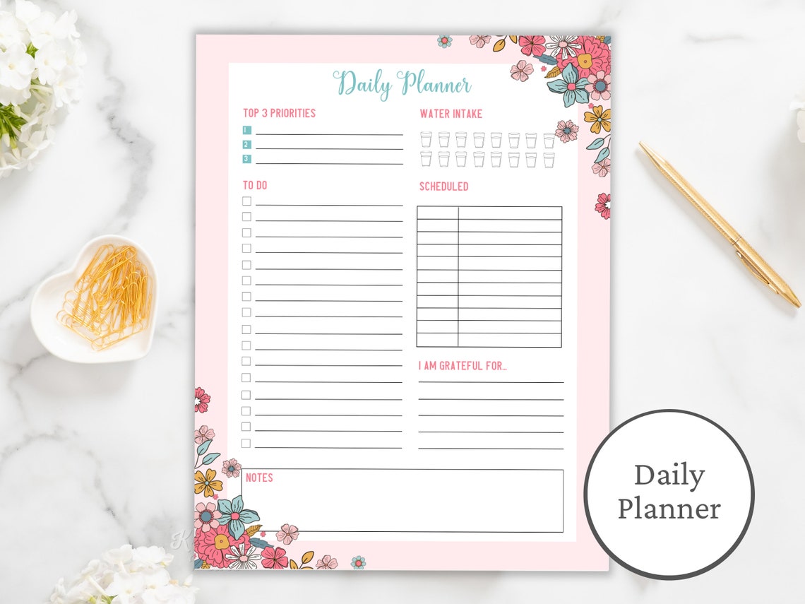 Floral Printable Planner Daily Planner Weekly Planner - Etsy