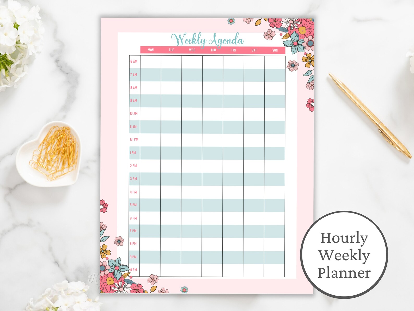 Floral Printable Planner Daily Planner Weekly Planner - Etsy