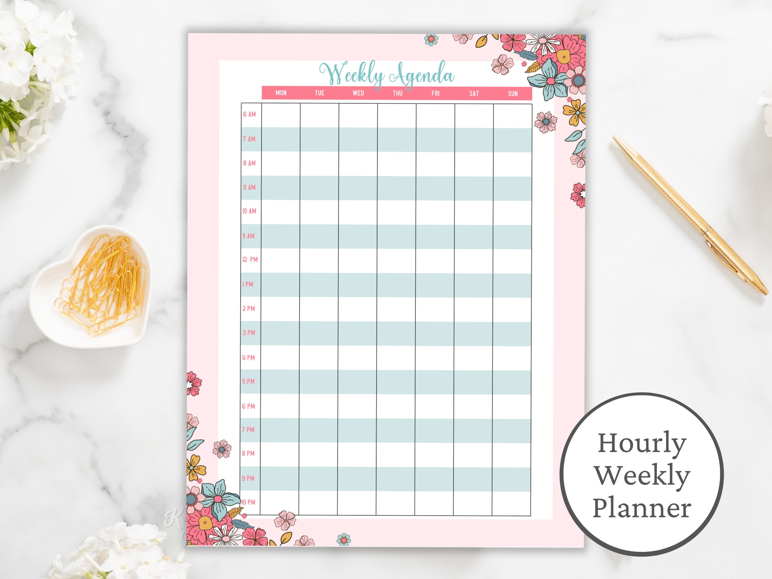 Floral Printable Planner Daily Planner Weekly Planner - Etsy