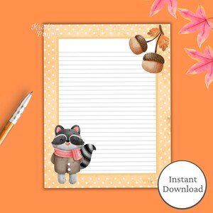 Fall Lined Paper, Fall Stationery Set, Digital Stationery, Autumn ...