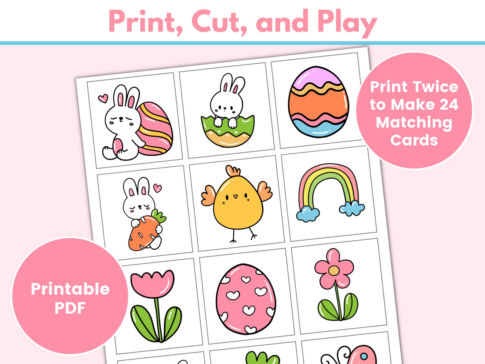 Memory Game Printable, Easter Game Printables, Matching Card Game ...