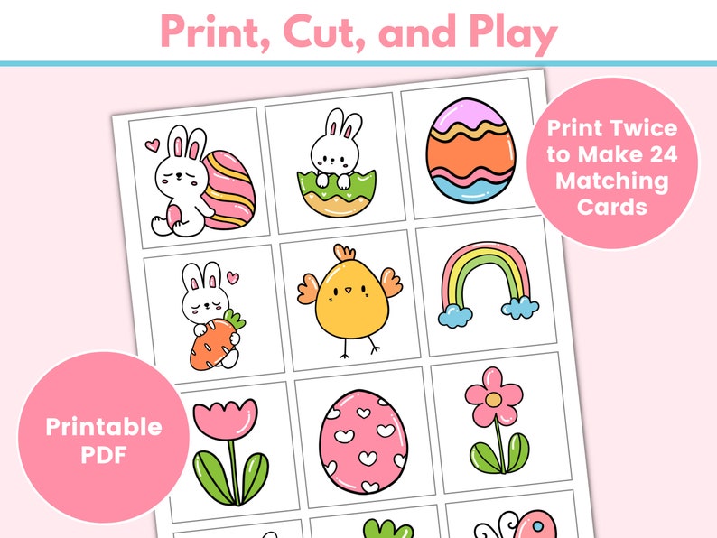Memory Game Printable, Easter Game Printables, Matching Card Game ...