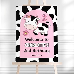 Editable Cow Birthday Sign Cow Birthday Decorations Sign Kids Welcome ...