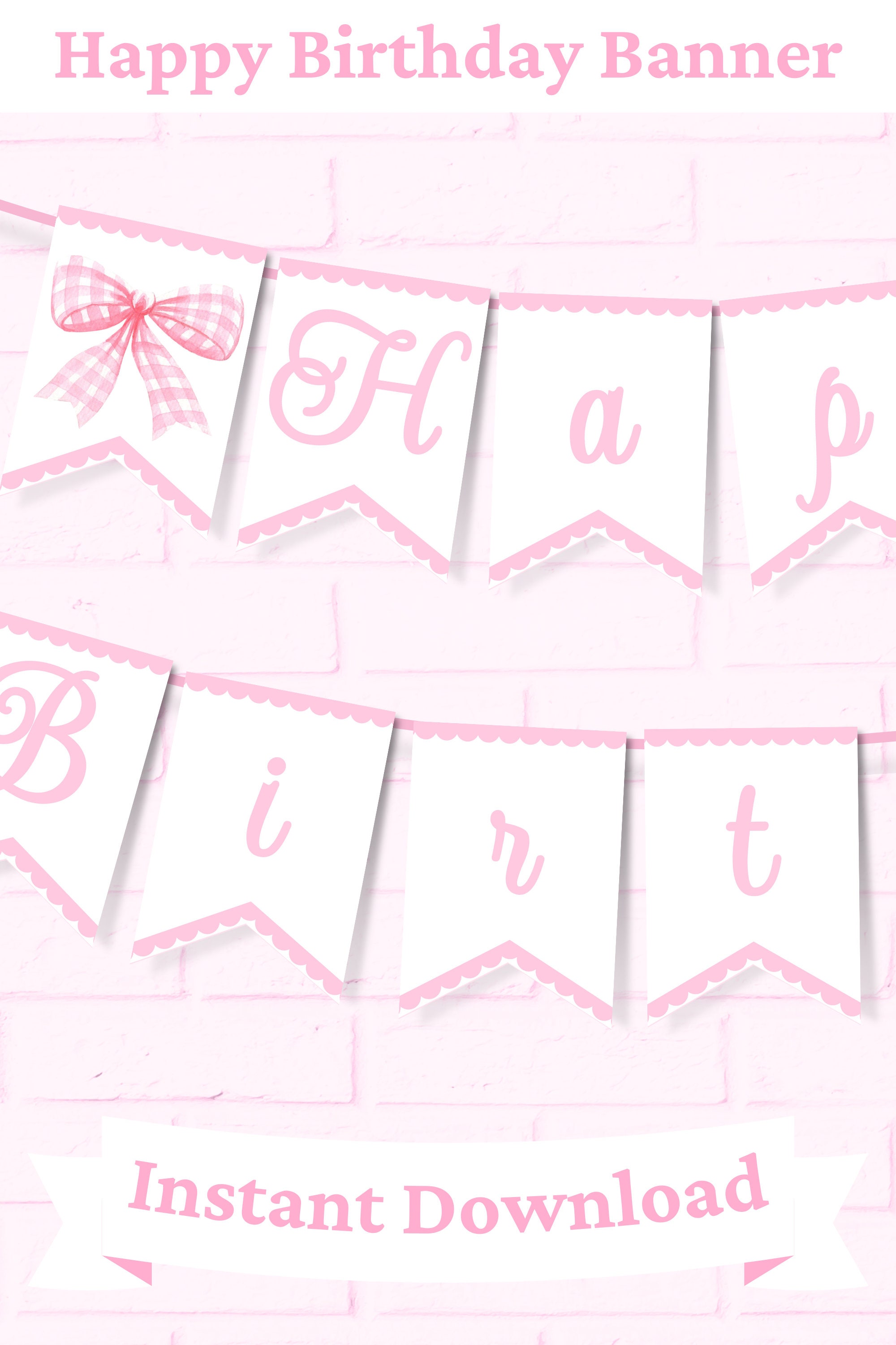Pink Bow Banner Pink Bow Birthday Pink Bow Garland Pink Bow Baby Shower ...