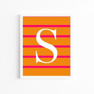 Preppy Heart Wall Art Trendy Poster Prints Pink and Orange Wall Art ...