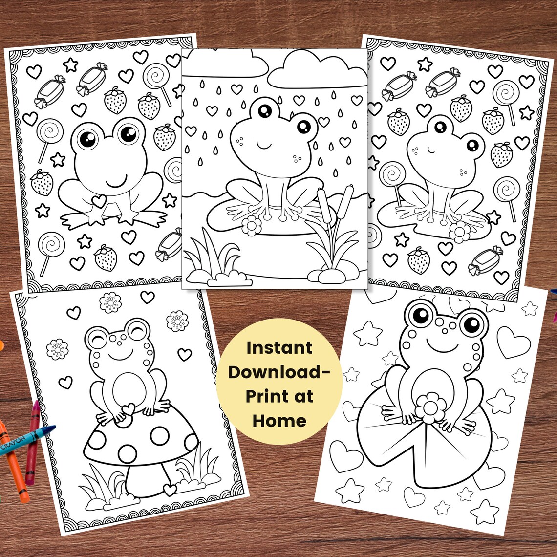 Cute Frog Coloring Page Kawaii Frog Coloring Sheets Frogs Coloring Book ...