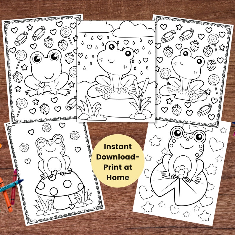 Cute Frog Coloring Page for Kids Frogs Coloring Book Animal Coloring ...
