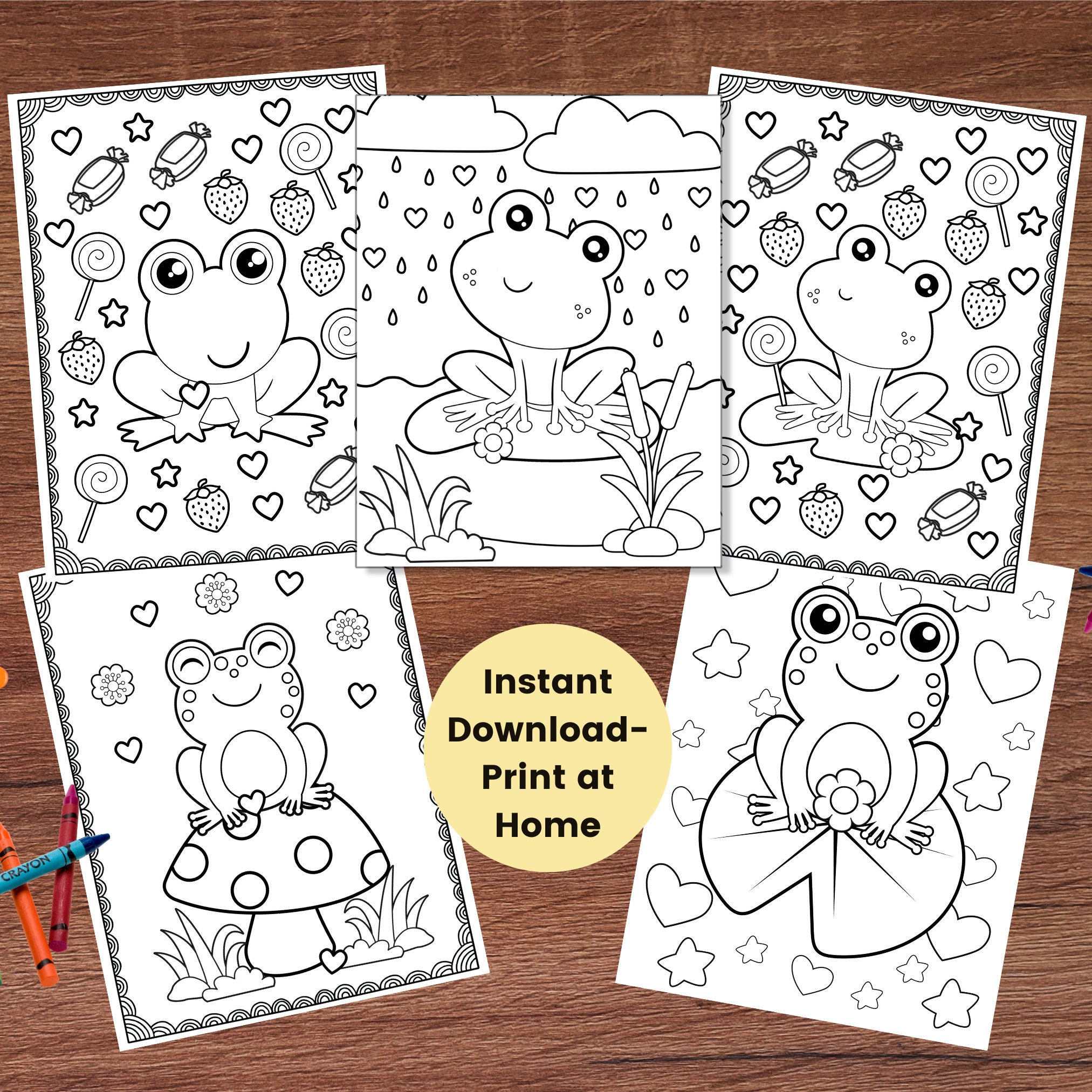 Cute Frog Coloring Page Kawaii Frog Coloring Sheets Frogs Coloring Book ...
