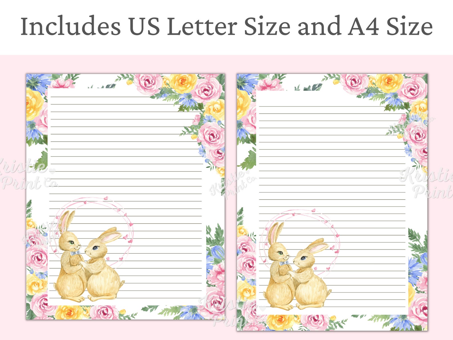 Spring Stationary Set, Easter Bunny Stationery, Cute Letter Writing ...