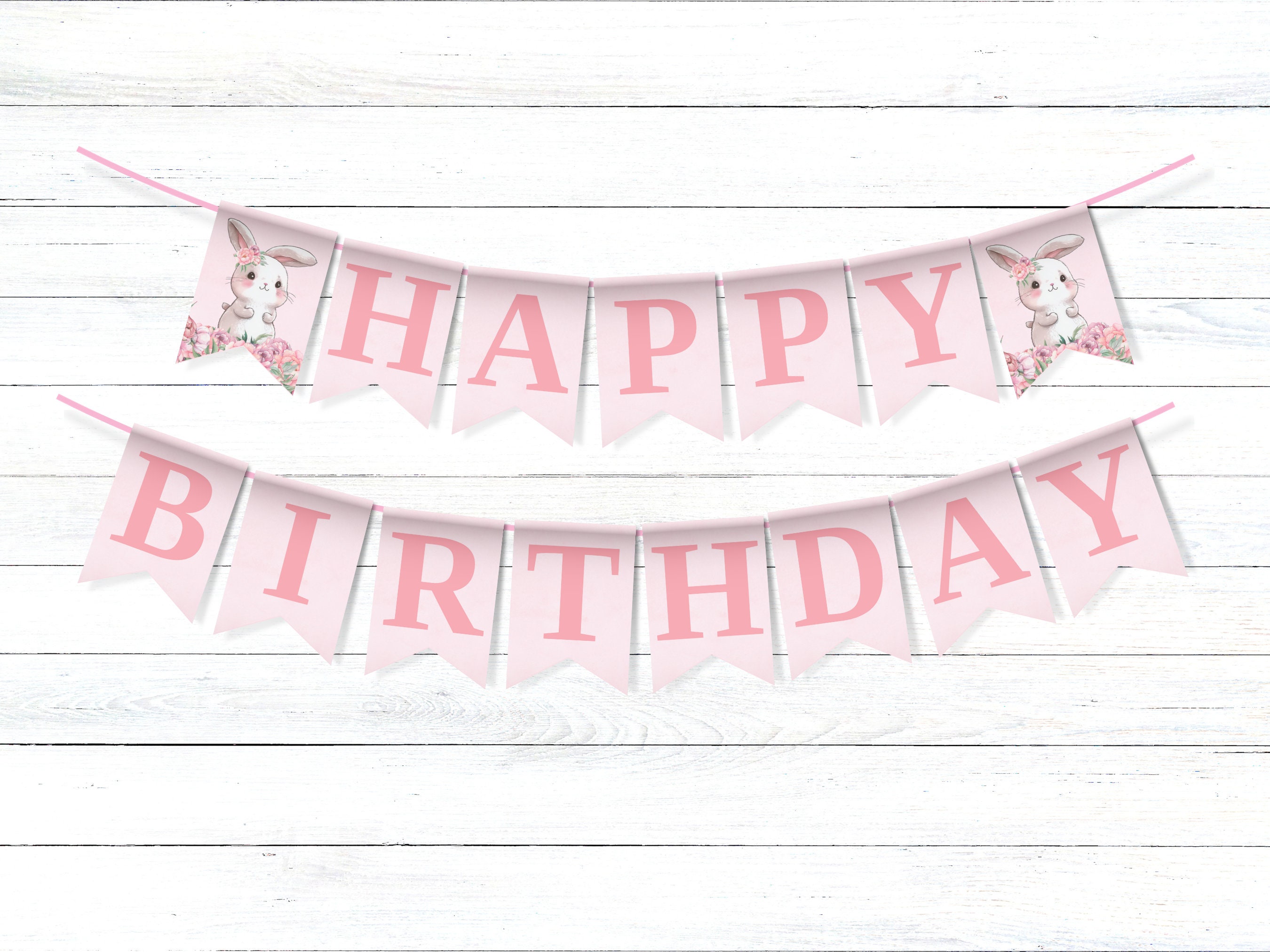 Bunny Birthday Banner Happy Birthday Banner Printable Birthday Bunting ...
