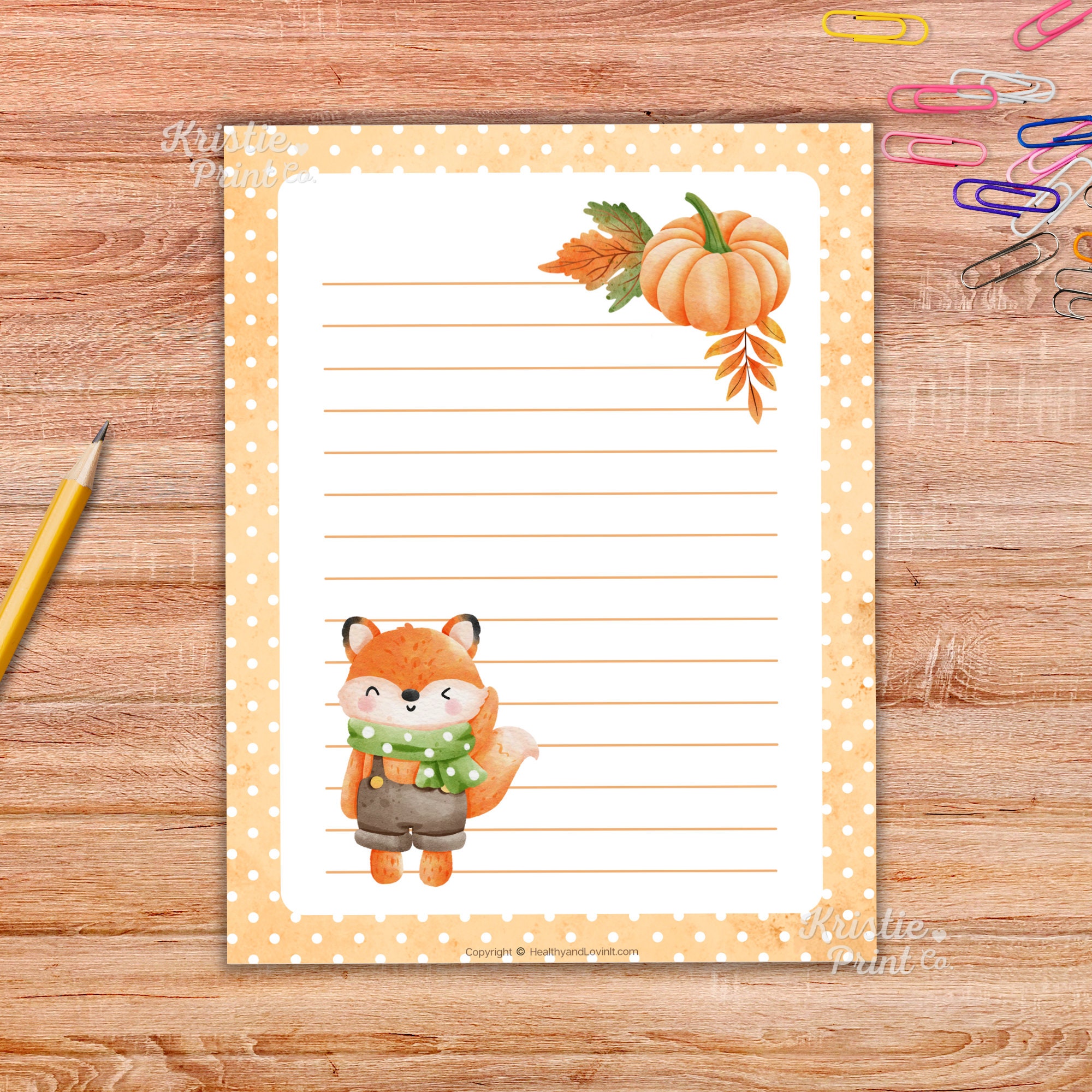 Fall Stationery Set Stationery for Kids Stationery - Etsy