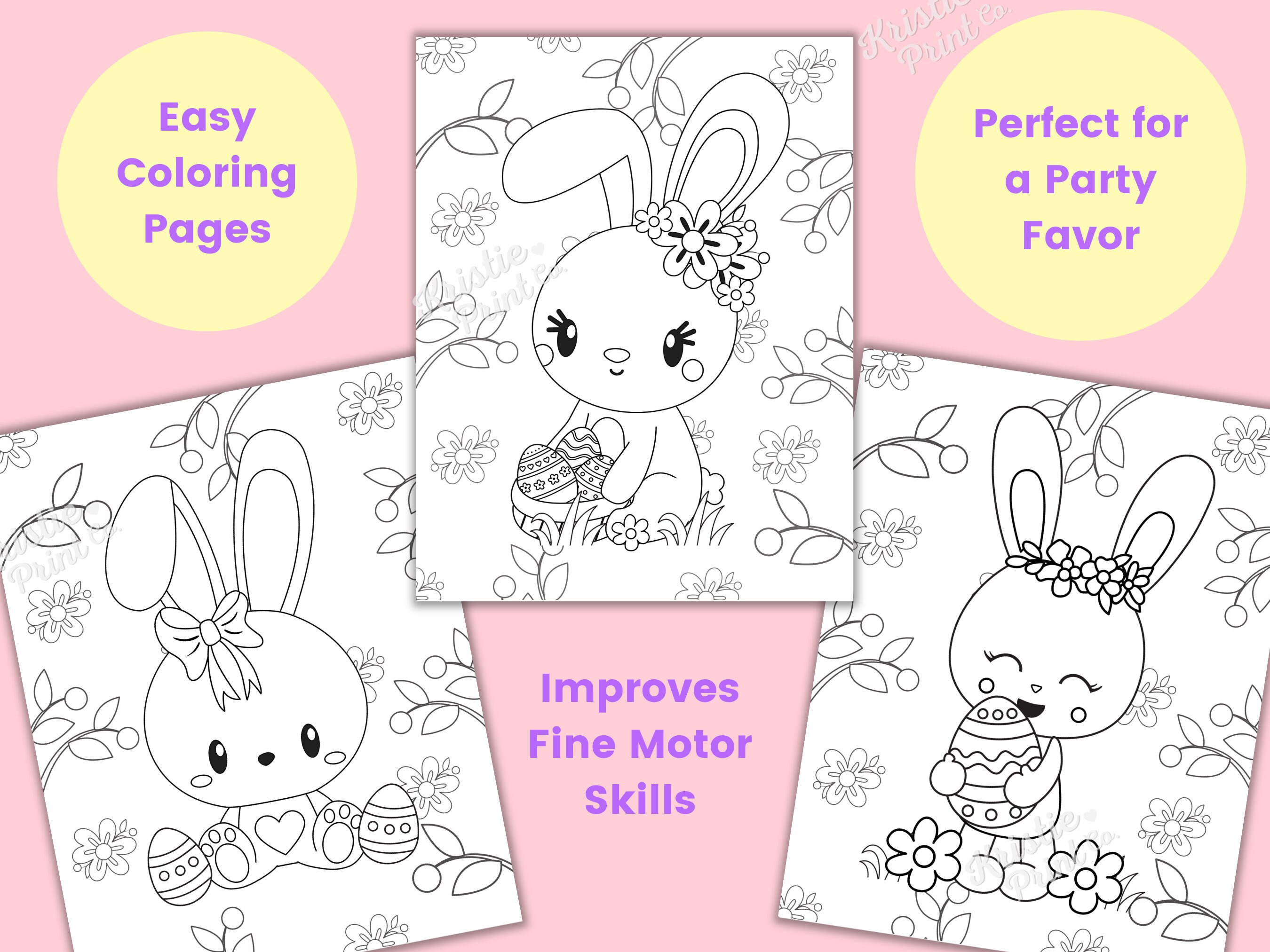 Cute Easter Coloring Pages, Easter Kids Activity, Party Favor, Easter ...