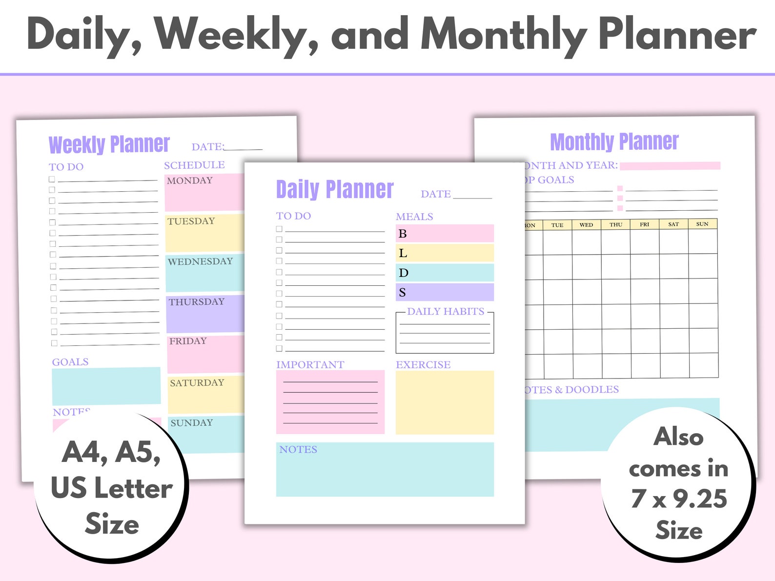 Cute Printable Daily Planner, Printable Weekly Planner, Printable ...