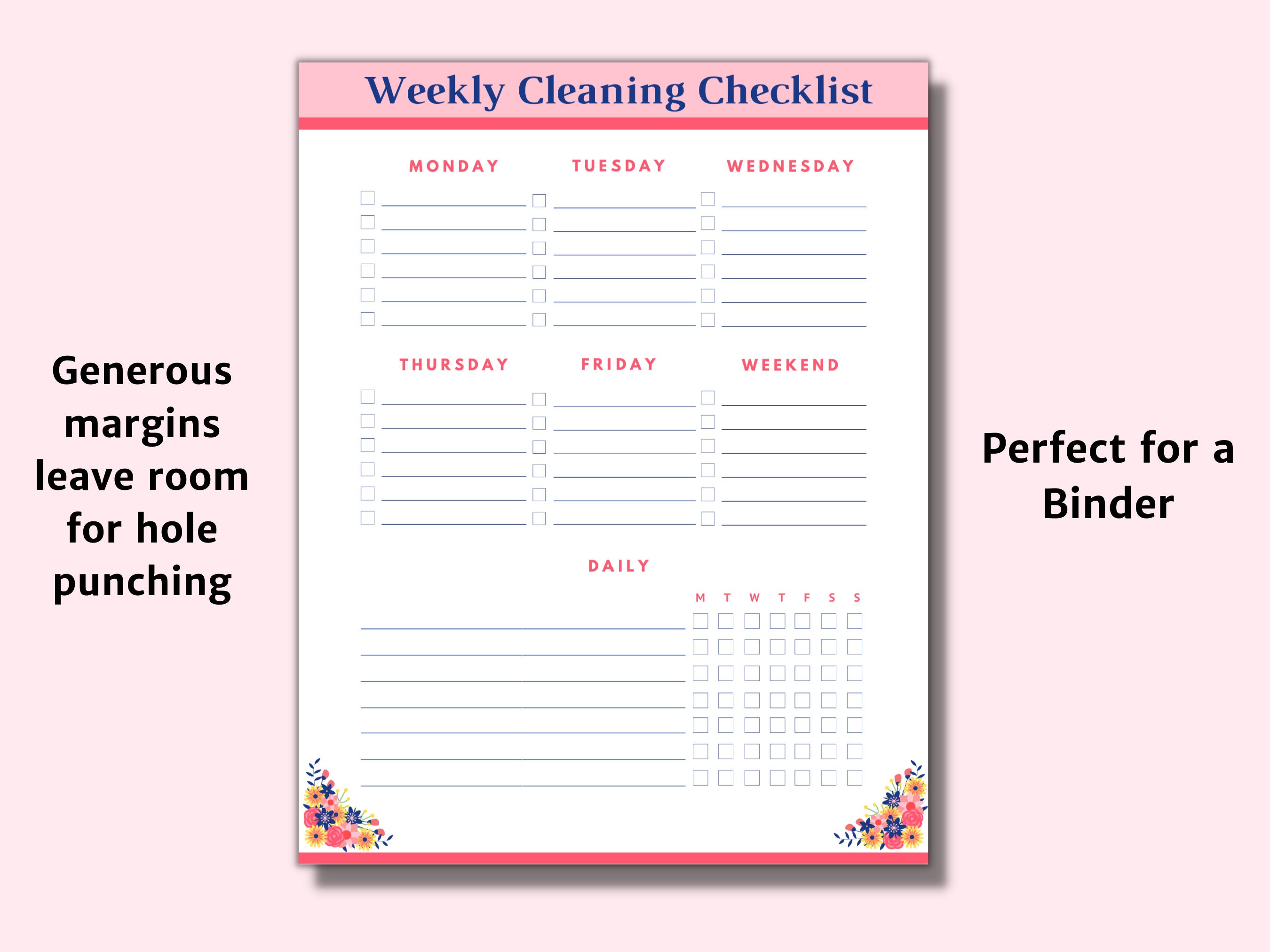 Printable Cleaning Schedule, Daily, Weekly, Monthly, Cleaning Planner ...