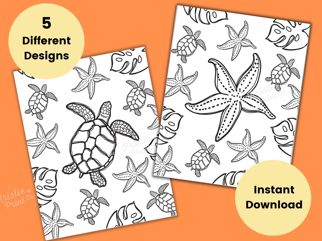 Beach Coloring Pages for Kids, Kids Party Games, Beach Birthday Favor ...