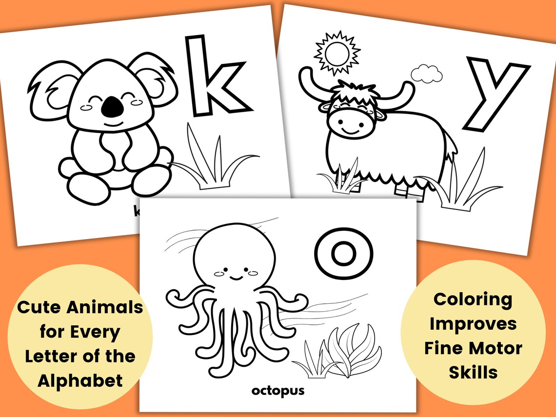 Cute Alphabet Coloring Pages, ABC Poster, ABC Coloring, Printable ...