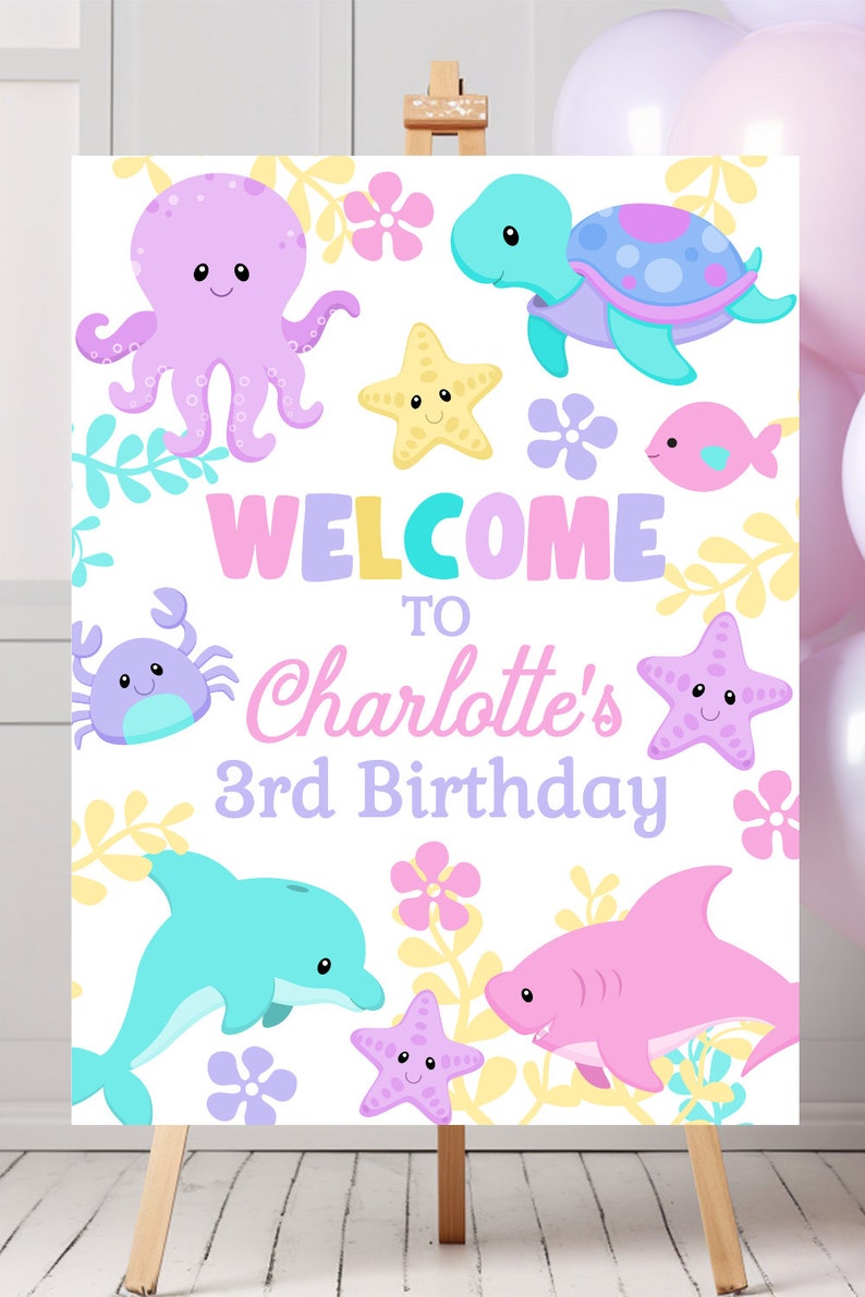Under the Sea Birthday Welcome Sign Under the Sea Party Welcome Poster ...