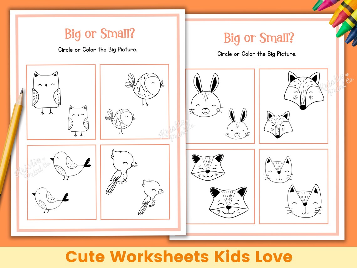 Big Small Worksheets, Learning Sizes Printable, Preschool Worksheets ...