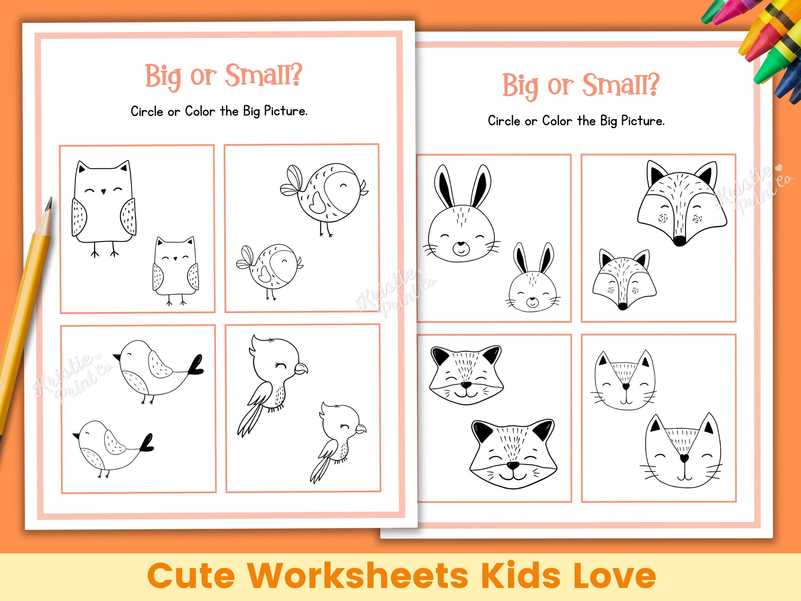Big Small Worksheets, Learning Sizes Printable, Preschool Worksheets ...