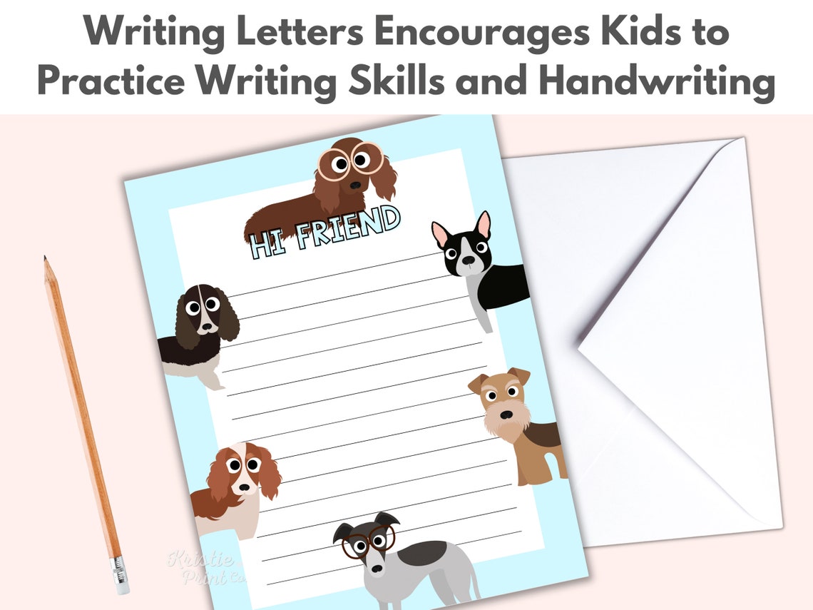 Dog Stationery for Kids, Printable Dog Stationary, Cute Kids Stationary ...