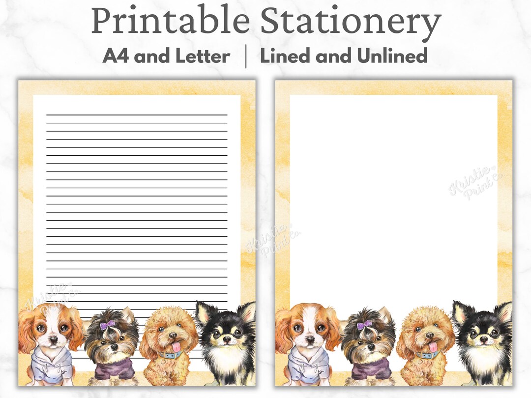 Dog Stationery, Puppy Stationary, Animal Stationery, Printable ...