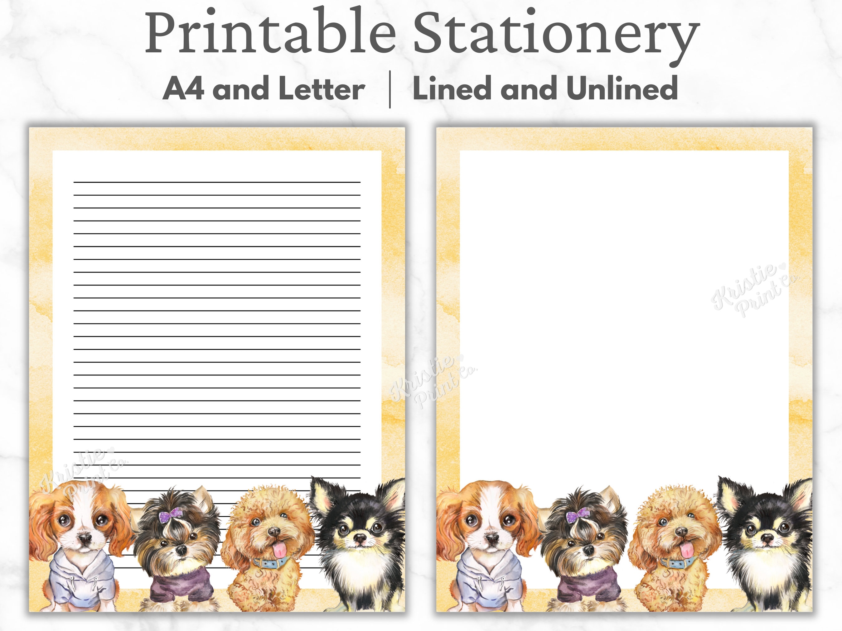 Dog Stationery, Puppy Stationary, Animal Stationery, Printable ...