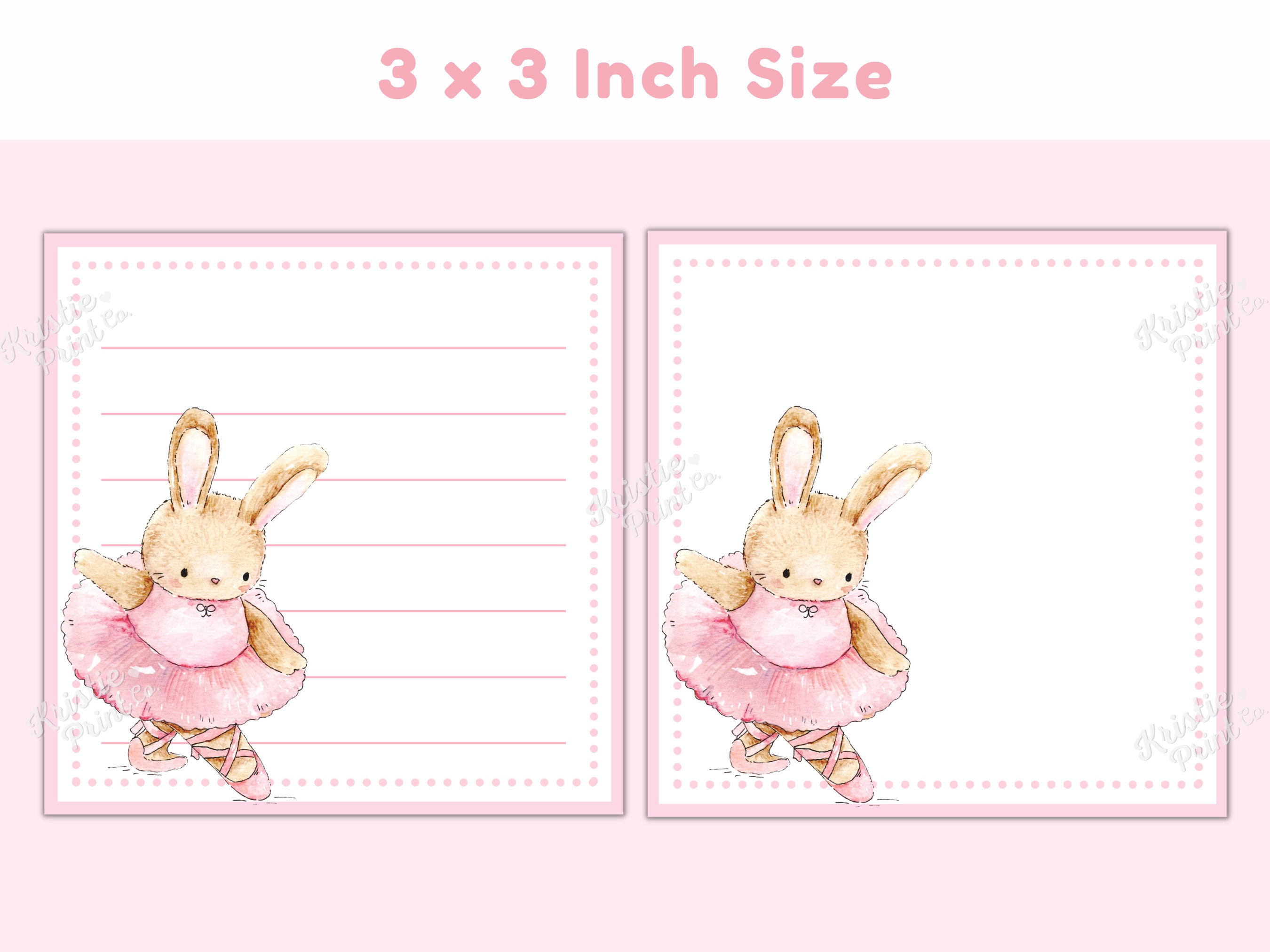 Ballet Printable Memo Pad, Bunny Memo Sheets, Cute Printable Notepad ...