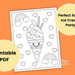 Ice Cream Coloring Page for Kids, Kids Party Games, Ice Cream Birthday ...