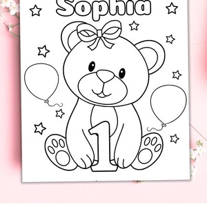 Editable Birthday Coloring Sheet Bear Theme Birthday Activity Sheet ...