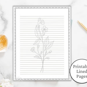 Printable Lined Paper Bundle, Printable Lined Pages, Stationery Set ...