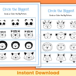 Big Small Worksheets, Learning Sizes Printable, Preschool Worksheets ...