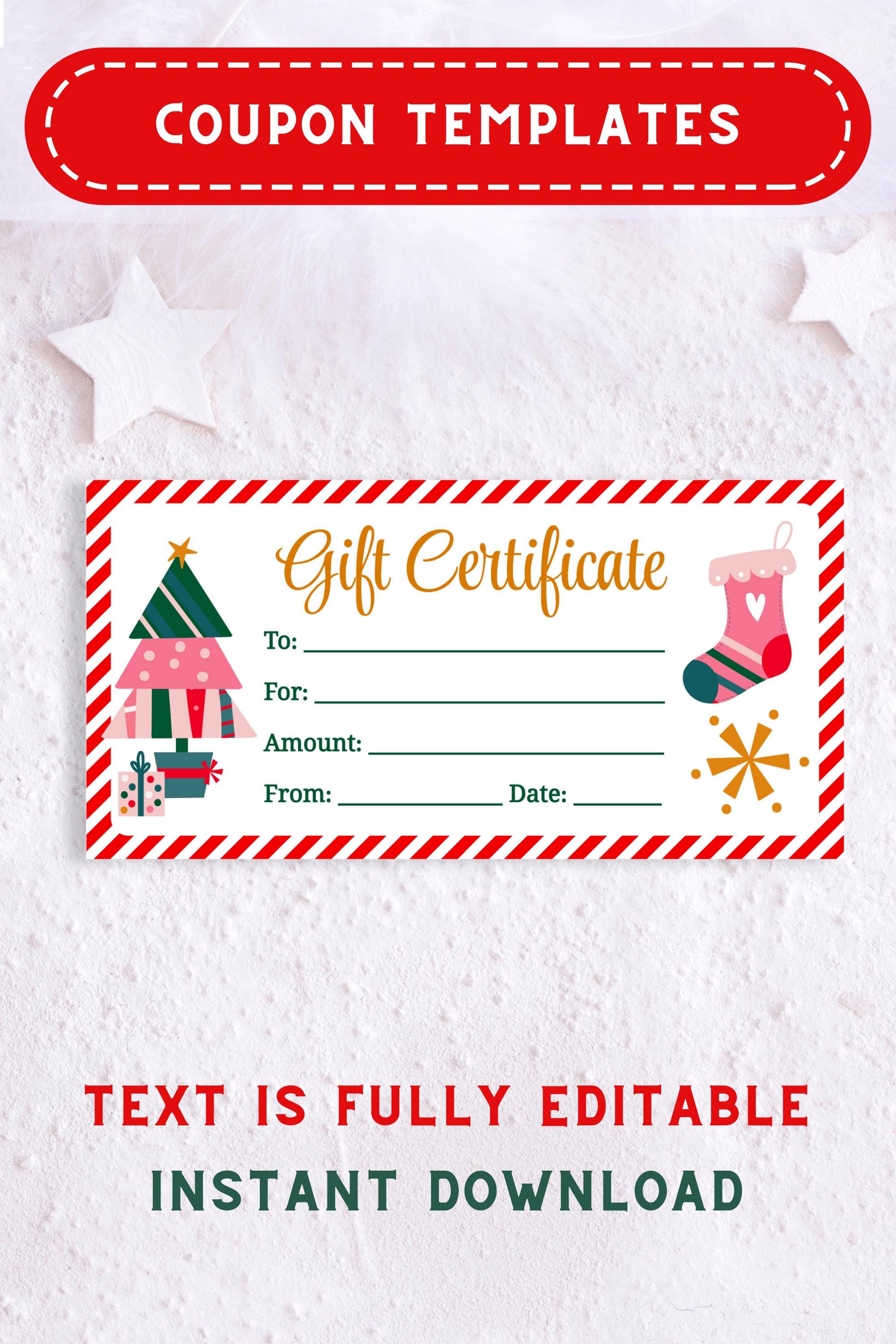 Custom Christmas Gift Certificate Template Christmas Voucher Printable ...