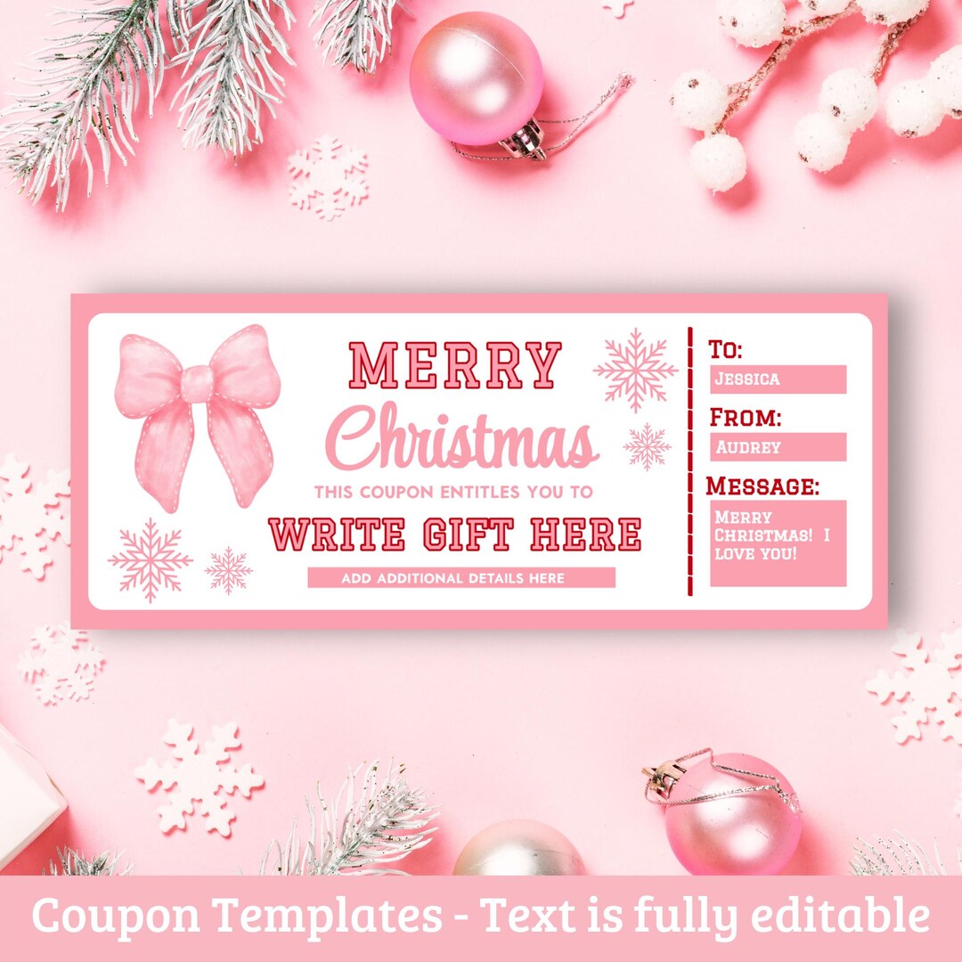 Christmas Coupon Template Editable Coupons Christmas Printable Coupons ...