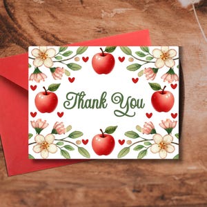 Apple Thank You Card Fall Theme Thank You Card Template Apple Card ...
