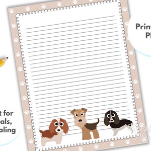 Dog Printable Stationery, 8.5x11, Instant Download, Cute Kids ...