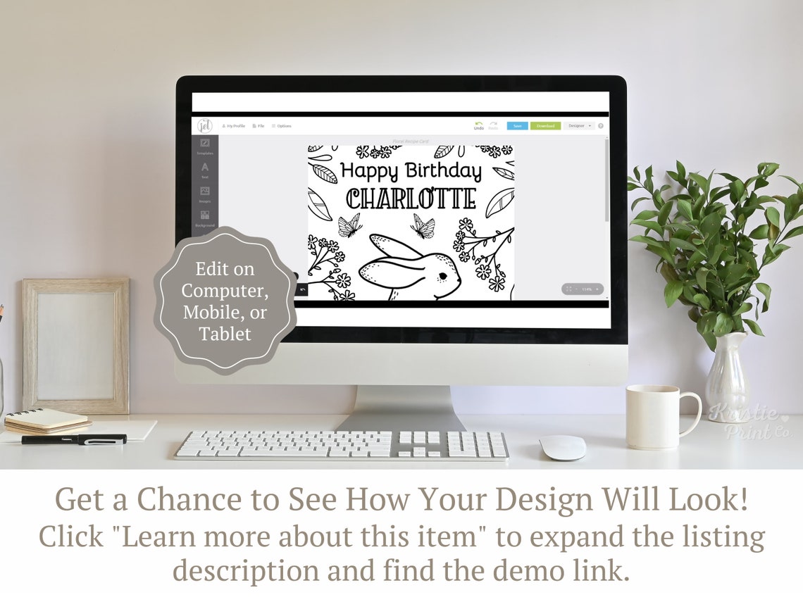 Editable Bunny Birthday Coloring Page Printable Bunny Theme Birthday ...