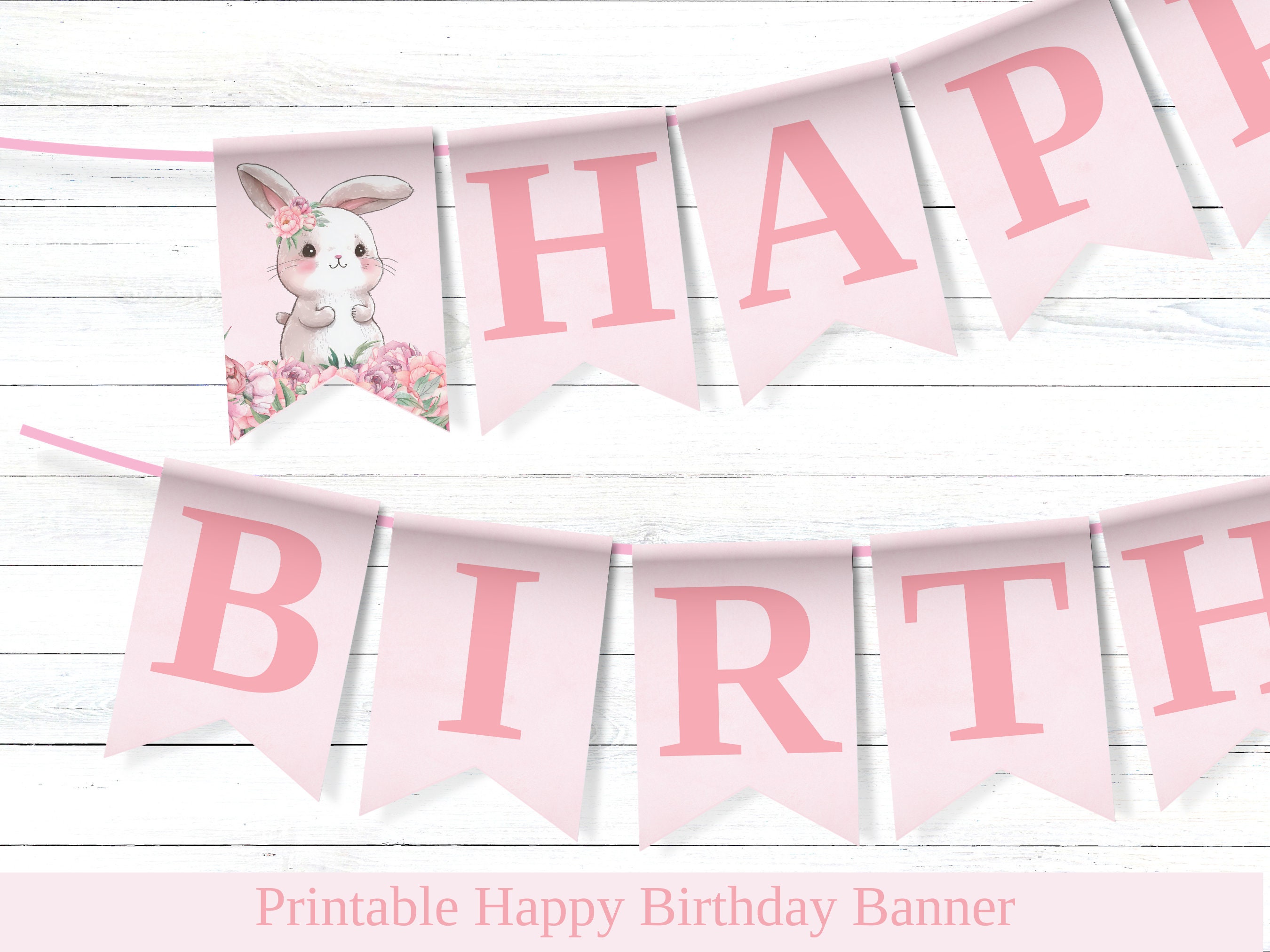Bunny Birthday Banner Happy Birthday Banner Printable Birthday Bunting ...