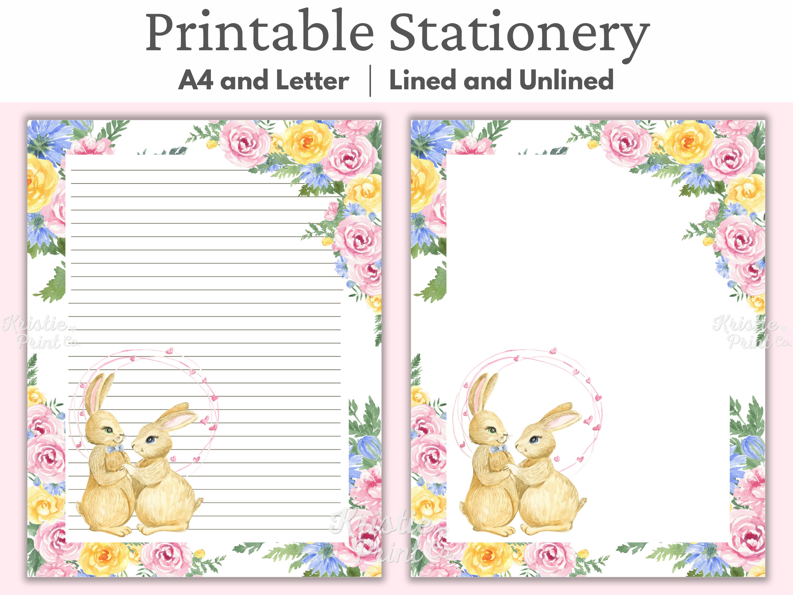 Spring Stationary Set, Easter Bunny Stationery, Cute Letter Writing ...